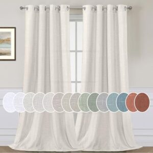 h.versailtex 2 pack ultra luxurious high woven linen elegant curtains grommet semi sheer curtain panels light filtering privacy panels drapes, nickel grommet, extra long 52x108-inch, heathered natural