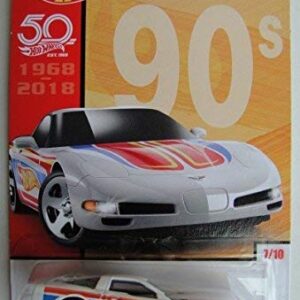 Hot Wheels 90s, White '97 Corvette 7/10 50TH Anniversary