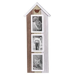 foreside home & garden ffrd06129 4" x 6" three photo birdhouse frame, white