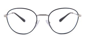 prada pr 52vv - 2601o1 eyeglass frame conceptual blue/matte silver w/demo lens 50mm