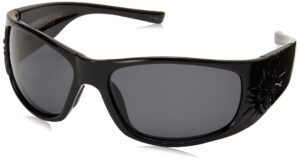 black flys sonic 2 floating polarized shield sunglasses, shiny black, 65 mm