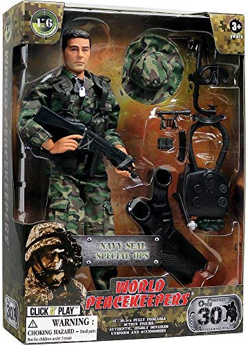 Click N' Play 12" Military Special Ops Action Figures - Navy Swat Team, Soldier Accessories & Army Toys - Click N Play Military Army Action Figures 12 inch