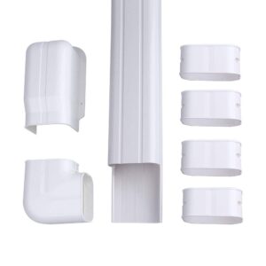 ac parts 4" w 14ft decorative pvc line set cover kit for mini split air conditioners, hvac heat pumps 7,000-36,000 btu units