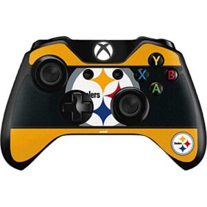 skinit decal gaming skin compatible with xbox one controller - officially licensed nfl pittsburgh steelers zone block design