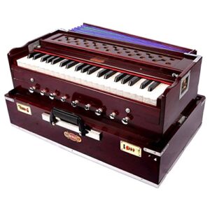 latest original bina 17dx pro-grade indian portable 9-stopper teak harmonium w coupler + bag