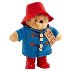 rainbow designs classic paddington bear with boots - 25cm standing plush character - soft & cuddly paddington teddy bear with iconic duffle coat, bush hat & shiny red