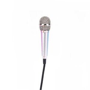 bjduck99 3.5mm universal wire connect karaoke metallic mini microphone for cell phone pc - silver