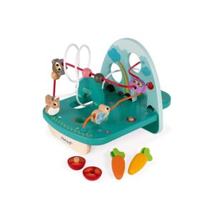 janod rabbit & co looping w/color matching, activity center learning toy for boys and girls - counting, concentration, shape recognition and motor skills for ages 18+ months