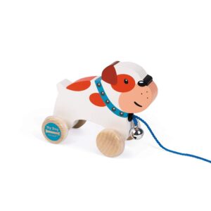 janod my dog wooden pull along bulldog - ages 12 months+ - j08216