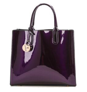 yan show women's patent leather simple shoulder bag wild handbag (purple)