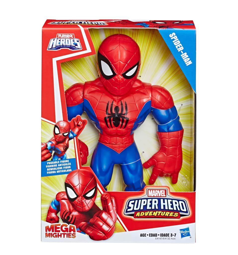 Playskool Heroes Marvel Super Hero Adventures Mega Mighties Spider-Man Collectible 10" Action Figure, Toys for Kids Ages 3 & Up