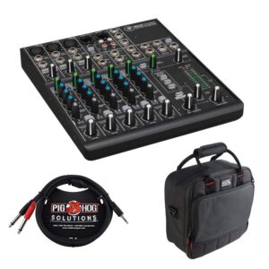 mackie 802vlz4 8-channel ultra-compact mixer with g-mixerbag-1212 padded nylon mixer/equipment bag & pb-s3410 3.5 mm stereo breakout cable, 10 feet bundle