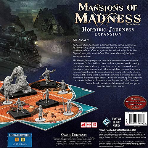 Mansions of Madness Horrific Journeys Board Game Expansion | Horror, Mystery for Teens and Adults | Ages 14+ | 1-5 Players | Average Playtime 2-3 Hours | Made by Fantasy Flight Games