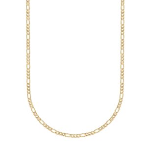 pori jewelers 14k gold 2.0mm figaro/3+1 link chain necklace- made in italy - (yellow, 18 inch)