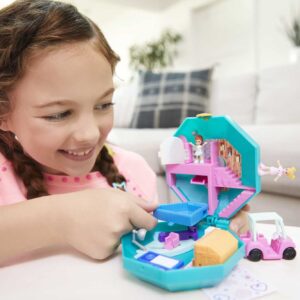 Polly Pocket Playset, Travel Toy with 2 Micro Dolls, Toy Car & Surprise Accessories, Pamperin Perfume Spa Compact