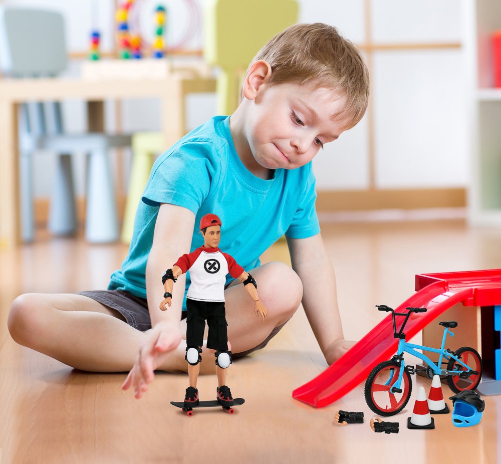 Click N' Play Sports & Adventure Bike & Skateboard 12" Action Figure Play Set with Accessories - Click N Play Military Action Figures