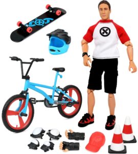 click n' play sports & adventure bike & skateboard 12" action figure play set with accessories - click n play military action figures