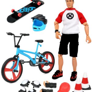 Click N' Play Sports & Adventure Bike & Skateboard 12" Action Figure Play Set with Accessories - Click N Play Military Action Figures