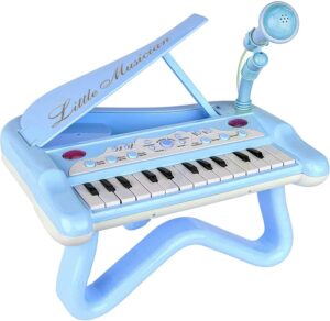 toyvelt toy piano for toddler girls – cute piano for kids with built-in microphone & music modes - best birthday gifts for 3 4 5 year old girls – educational keyboard musical instrument toys