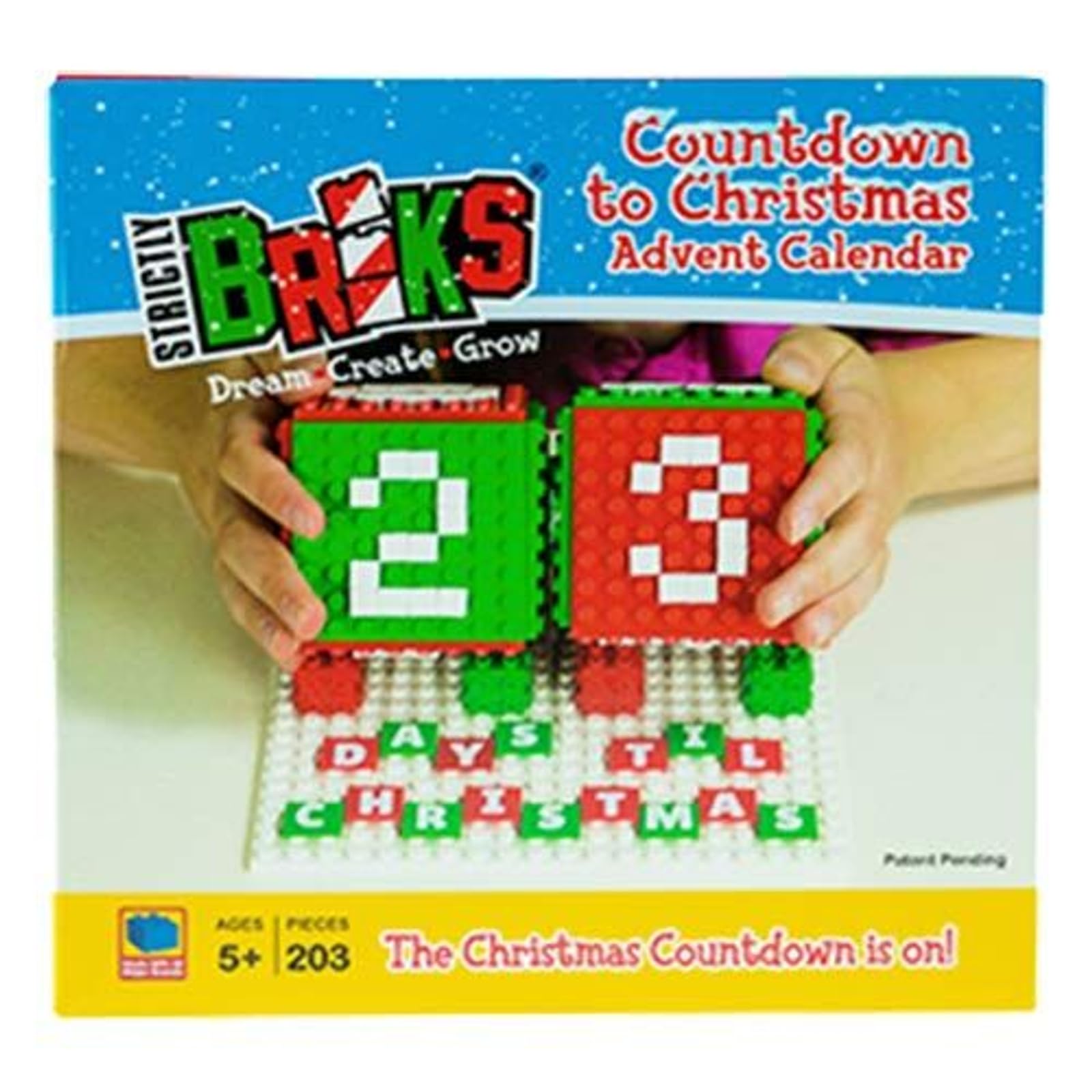 Strictly Briks Compatible with LEGO 24 Day Countdown Advent Calendar Set, 713 Pieces, Baseplates, 1x1 Pixels, 3D Briks and AlphaBriks, Holiday Decorations, STEM Toy Set