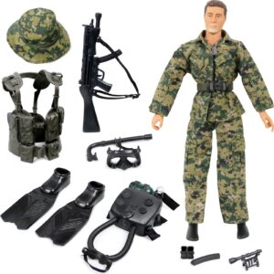 click n' play 12" military special ops action figures - navy swat team, soldier accessories & army toys - click n play military army action figures 12 inch