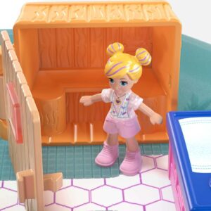 Polly Pocket Playset, Travel Toy with 2 Micro Dolls, Toy Car & Surprise Accessories, Pamperin Perfume Spa Compact