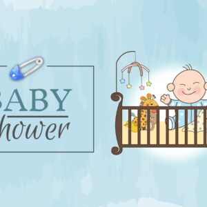 BannerBuzz Baby Shower Yard Sign With Metal Stakes, 890 GSM, 5 mm Thick Non Reflective Corflute material, Single Sided Full Color 600 DPI UV Printing (36" W X 24" H, Blue)