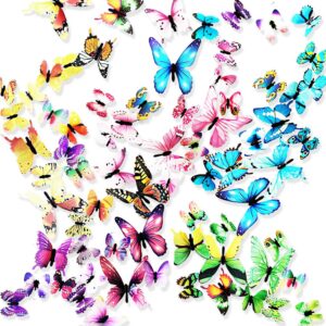 ewong butterfly wall decals - 72pcs 3d butterflies home decor-stickers, removable mural decoration for girls living room kids bedroom bathroom baby nursery, waterproof diy art (5 color+1colorful)