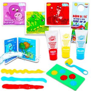 crayola bath super set bath paint soap tubes, roller kit, 4 bath books, and more | bathroom finger paint for kids