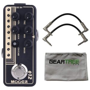 mooer micro 012 us gold 100 guitar preamp pedal w/ 2 cables and geartree cloth