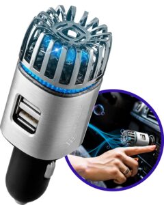 craftronic 2.0 ionic hepa car air purifier - (5.6 million of negative ions) remove cigarette smoke & allergens, bacteria, pollutants, gases (vocs) + anti-microbial deodorizer freshener (silver)