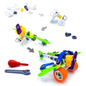 Jr. Engineer - Robot & Airplane | Junior Educational Stem Learning Construction Set for Boys & Girls 5+ Years | 150 Piece Creative Engineer Set (Tools Included), Build 5 Models & More!