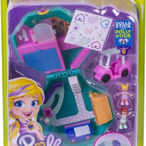 Polly Pocket Playset, Travel Toy with 2 Micro Dolls, Toy Car & Surprise Accessories, Pamperin Perfume Spa Compact