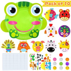 here fashion toddler crafts paper plate art kit arts and crafts for kids boys girls preschool easy animal plate craft diy projects supply kit creative home activity craft party groups gift pack of 10