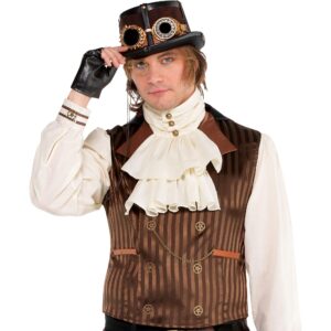 amscan costume men steampunk vest with shirt, adult standard, brown