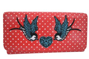 dancing days lolita swallow tattoo girl polka dot embroidery wallet (red)