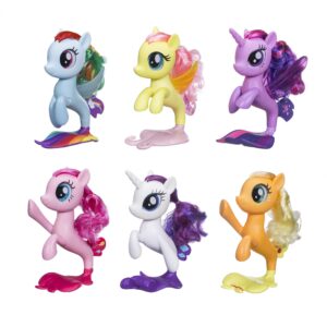 my little pony 6 seapony toys – twilight sparkle, rainbow dash, pinkie pie, rarity, fluttershy, & applejack 6" mermaid ponies (amazon exclusive)