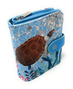 shag wear sea turtle small animal wallet for women and teen girls vegan faux leather blue 4.5"