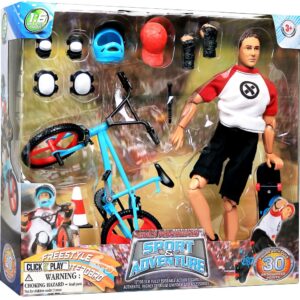 Click N' Play Sports & Adventure Bike & Skateboard 12" Action Figure Play Set with Accessories - Click N Play Military Action Figures