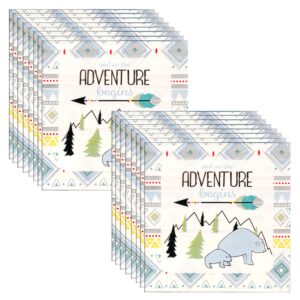 havercamp adventure begins 16 pack paper luncheon napkins – tribal adventure pattern square disposable lunch napkins for baby showers, gender reveal & birthday party supplies