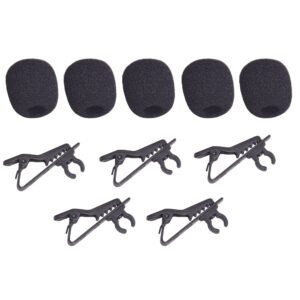 bestshoot lavalier microphone lapel clip and foam windscreen cover, 5 packs lavalier microphone replacement, metal tie collar clip for omnidirectional condenser mic, boya saramonic maono.