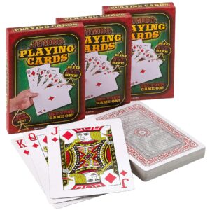 jumbo large playing cards - (3 decks) big 5 x 7 inch giant deck of cards huge playing cards poker playing cards for casino theme party decorations game night and magic supplies