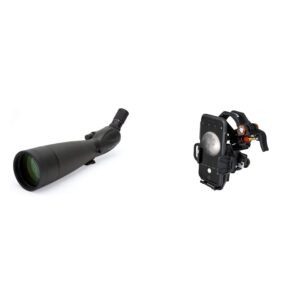 celestron 52334 trailseeker 100 - 45 degree spotting scope(black) with nexyz 3-axis universal smartphone adapter