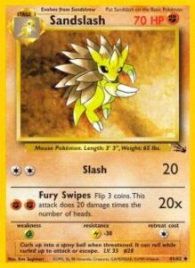 pokemon singles - sandslash - 41/62 - uncommon - fossil - unlimited edition