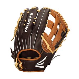 easton professional collection baseball glove, left hand throw, 12.75", brown/black, h web