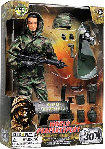 Click N' Play 12-Inch Army Men Action Figures, Military Toys Marine NBC Specialist - Clothes, Weapons Stuff - Army Guys, Elite Force, Soldier Man, SWAT, World Peacekeepers - Men Toys for Boys