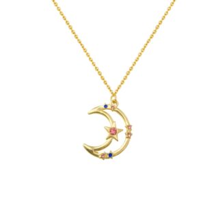 myanail nine planets pendant necklace sailor moon guardian star clavicle necklace, astronomy enthusiast gift jewelry (moon)