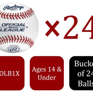 Rawlings | OFFICIAL LEAGUE Practice Baseballs | ROLB1X | Youth/14U | 6 Gallon Bucket | 30 Count