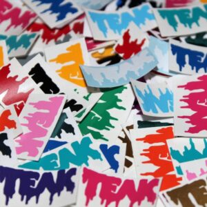 teak tuning mini teak vinyl stickers, multi-color, solid & metallic - pack of 5 assorted stickers