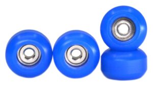 teak tuning fingerboard bearing wheels, cnc lathed, blue, set of 4